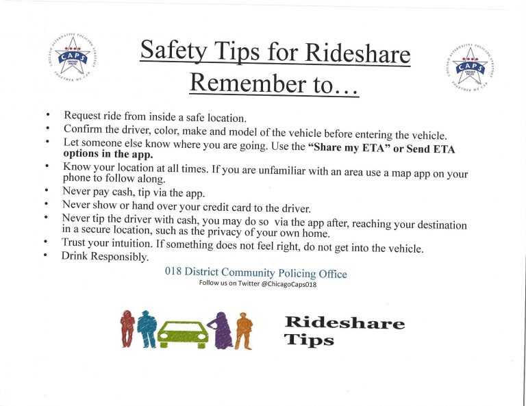 Chicago Police Department – Safety Tips for Rideshare — RNRA Chicago