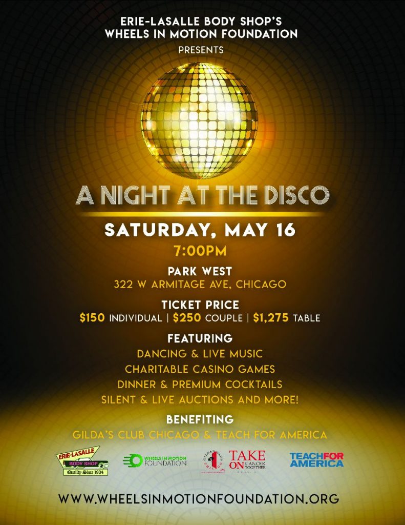 Erie-LaSalle Body Shop’s Wheels in Motion Foundation presents “A Night at the Disco” – Postponed ...