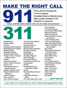 Make the RIght Call – 911 and 311 — RNRA Chicago