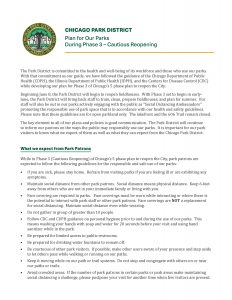 Chicago Park District – Plan for Our Parks – Phase 3 – Cautious ...