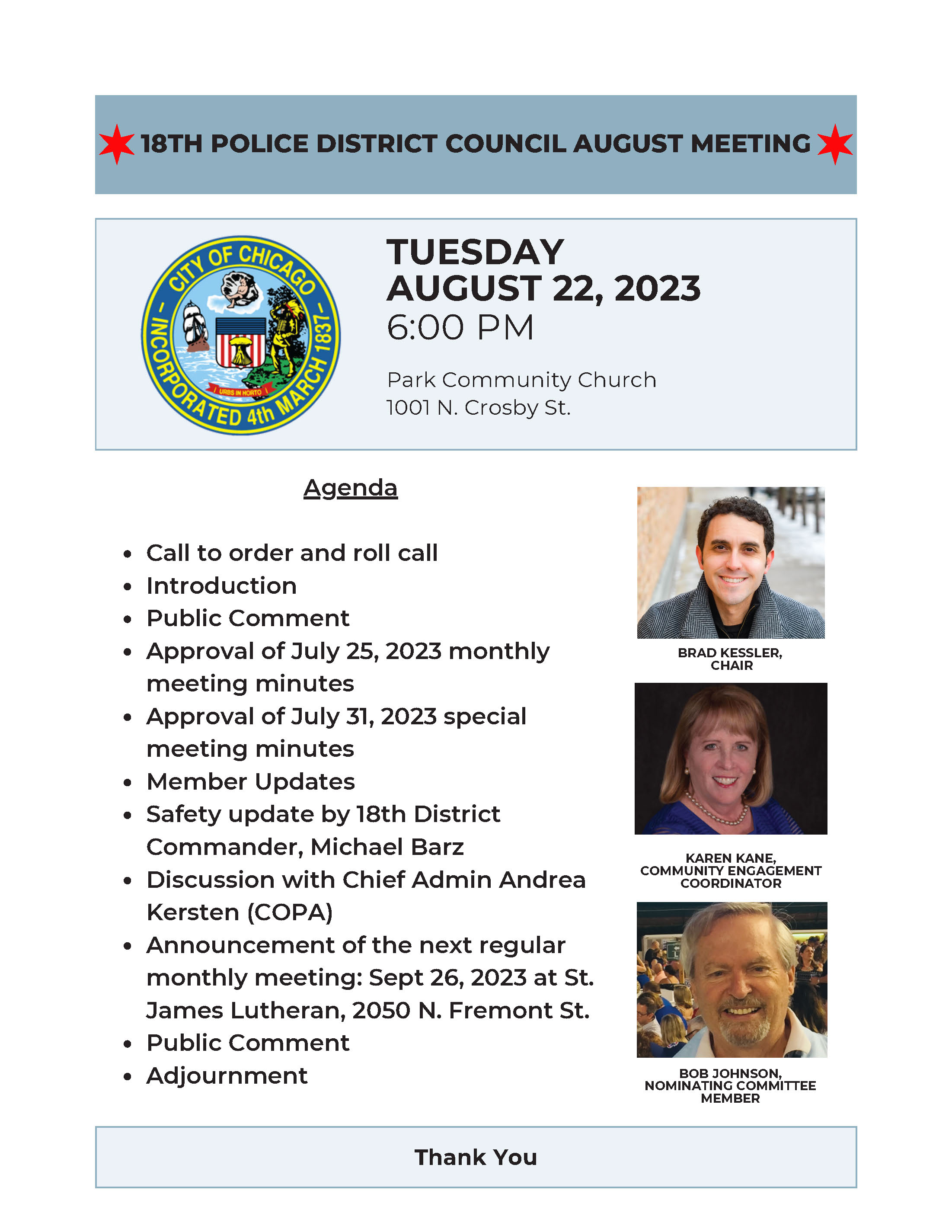 18th Police District Council August Meeting – August 22 – Open to All! — RNRA Chicago