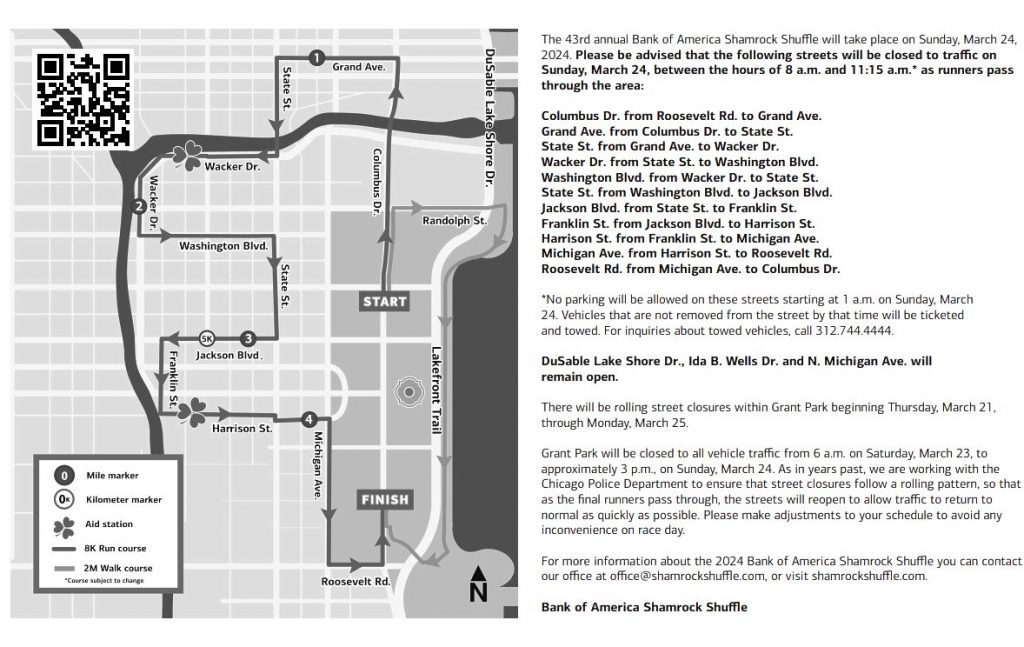 Shamrock Shuffle Street Closures: Sunday, March 24 — RNRA Chicago