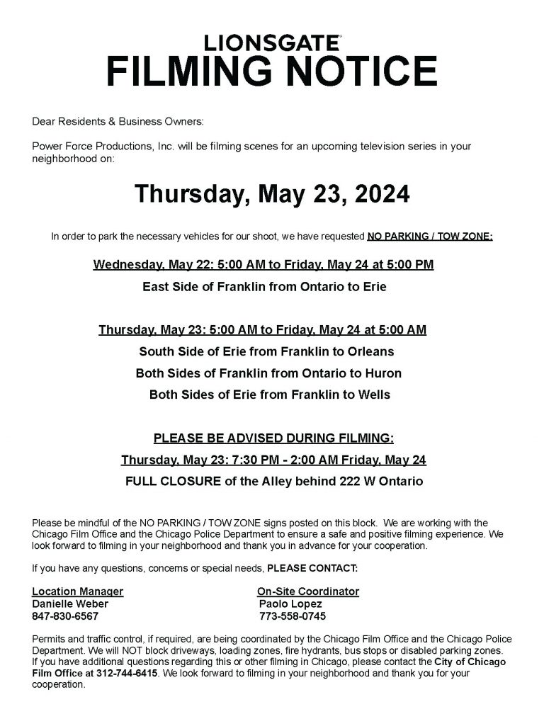 Filming Notices — RNRA Chicago