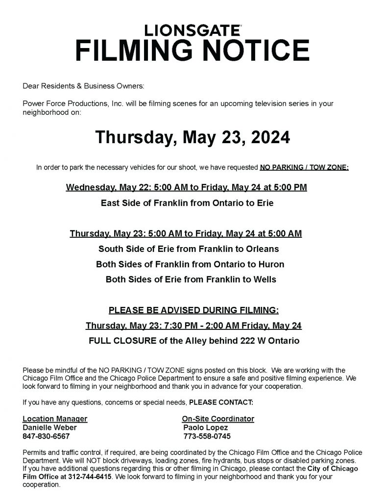 Filming Notices — RNRA Chicago