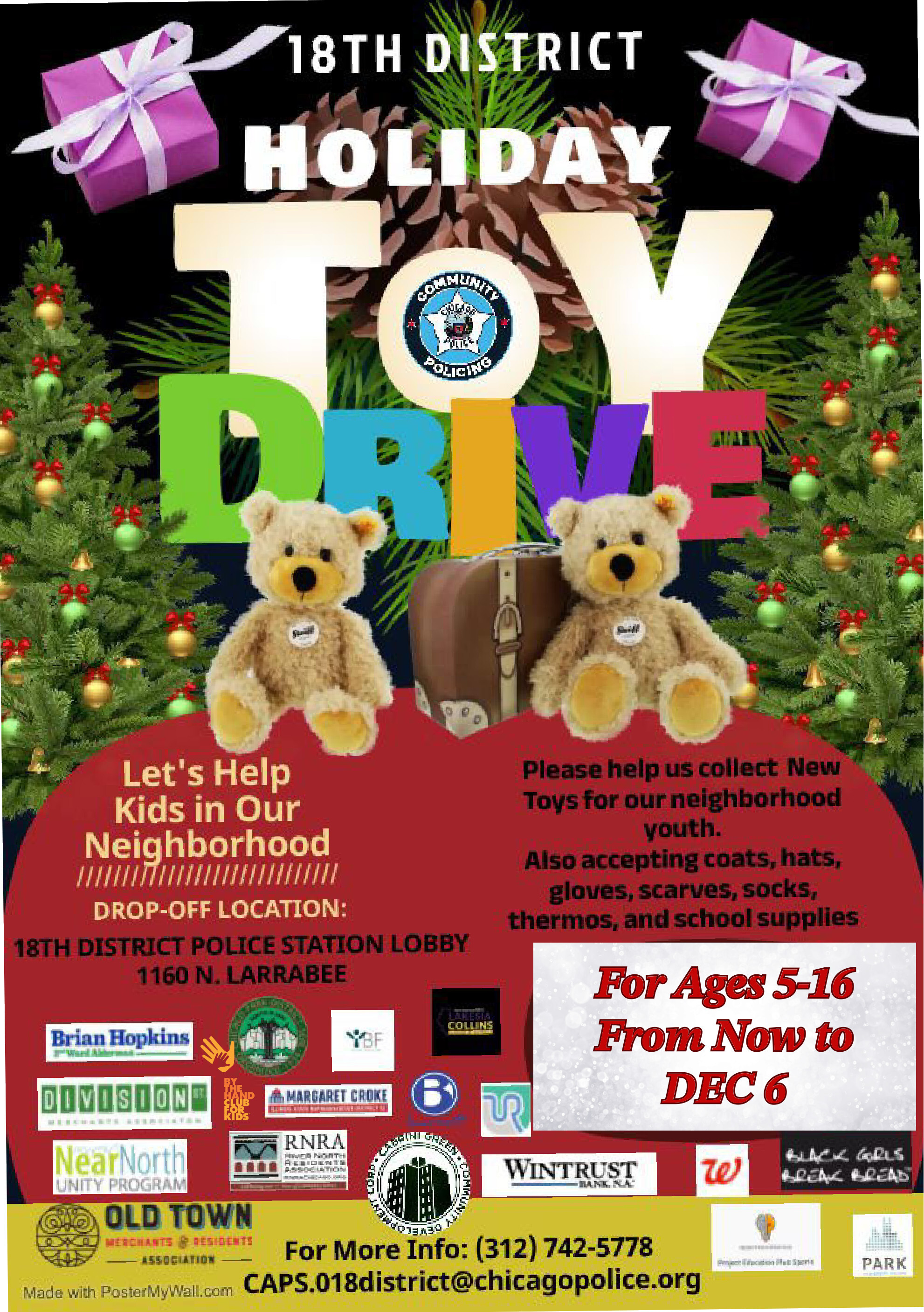 18th District CPD Holiday Toy Drive – Ages 5-16 from NOW to Dec 6th ...